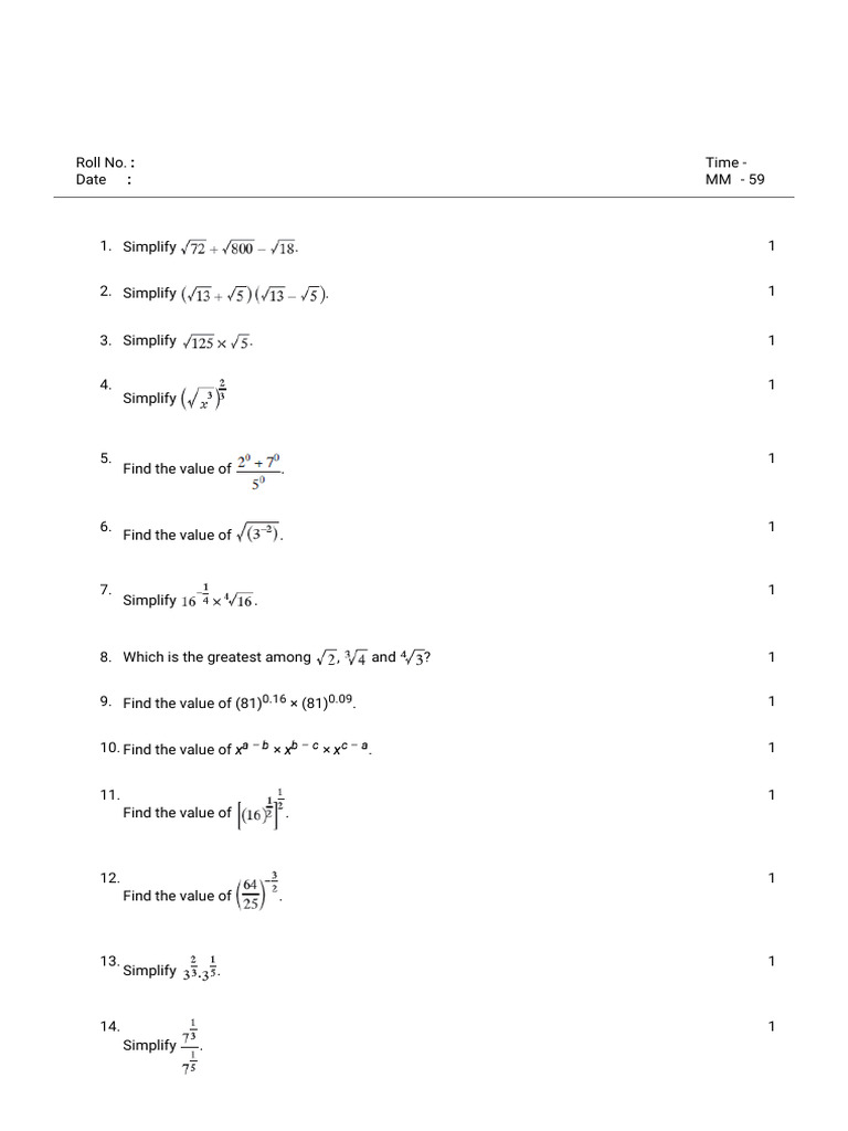 Grade 9 Practice Work | PDF | Mathematical Notation | Mathematical Objects