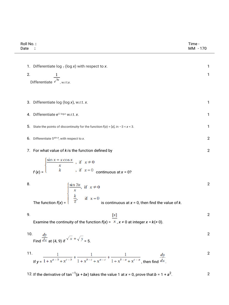 Grade 12 Practice Work | PDF