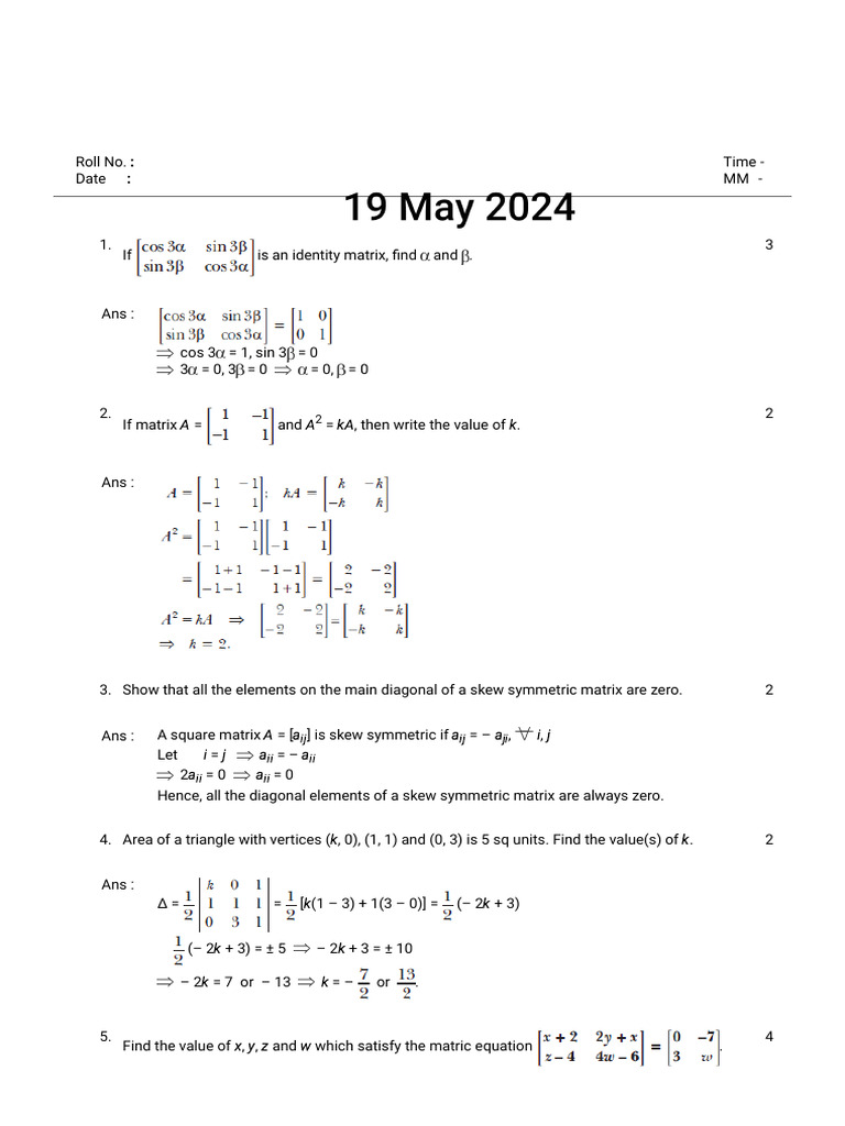 Matrix Algebra And Solutions Guide Pdf Matrix Mathematics Algebra