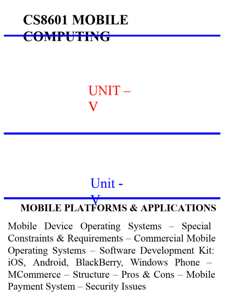 Unit V | PDF | Android (Operating System) | Operating System