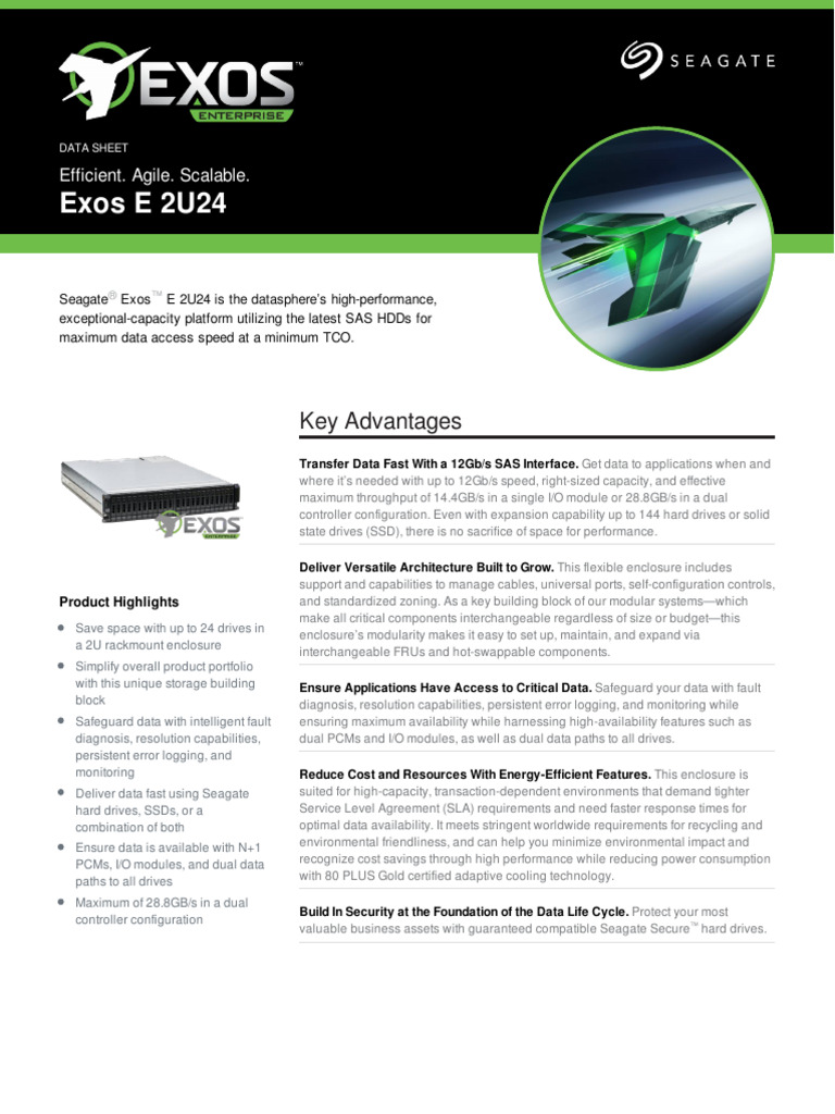 Exos e 2u24 DS1978 2 1810US en - US | PDF | Byte | Hard Disk Drive