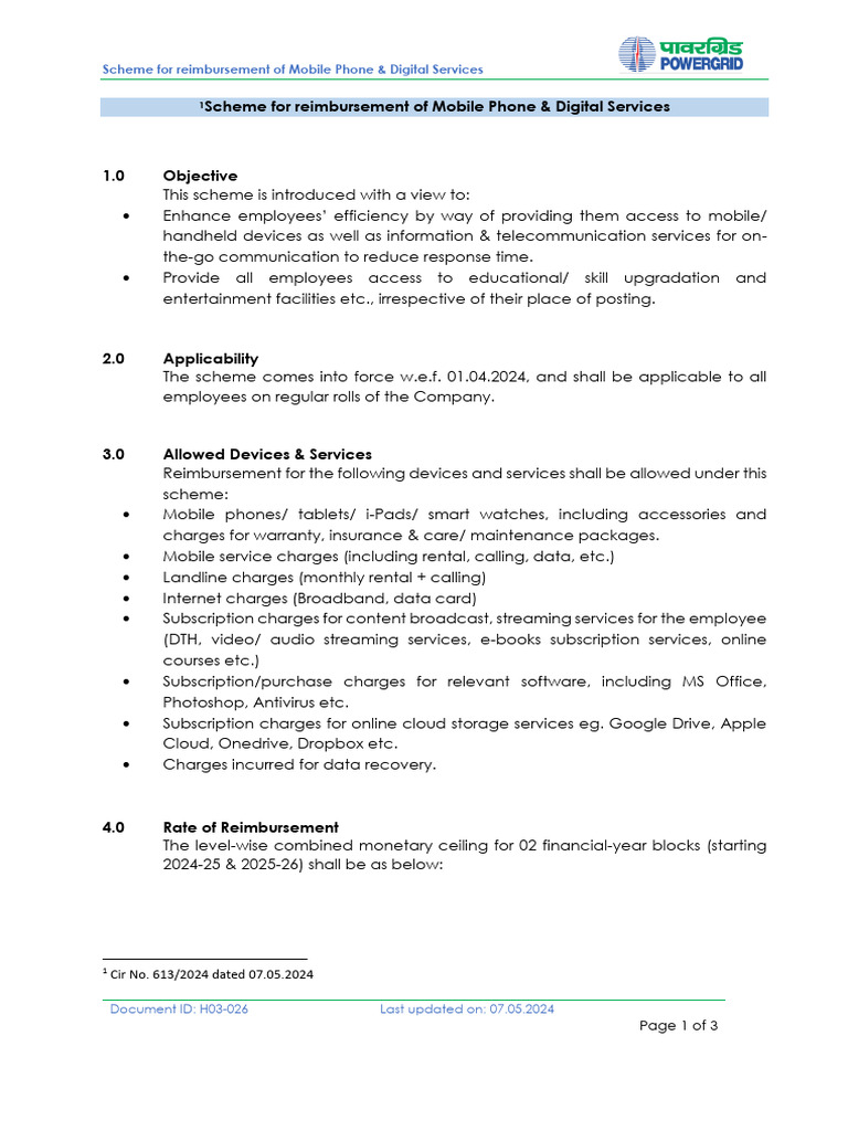 26 Scheme For Reimbursement of Mobile Phone & Digital Services | PDF | Mobile Phones | Streaming ...