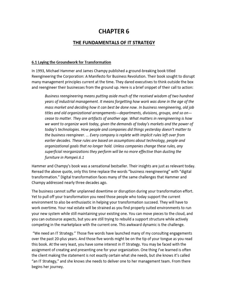 CHAPTER 6 The Fundamentals of IT Strategy | PDF | Chief Information ...