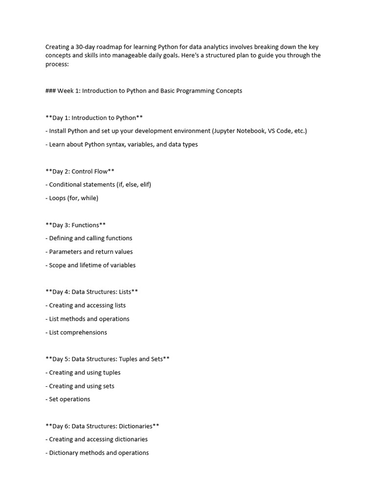Python Roadmap | PDF | Python (Programming Language) | Analytics Python Roadmap | PDF | Python (Programming Language) | Analytics