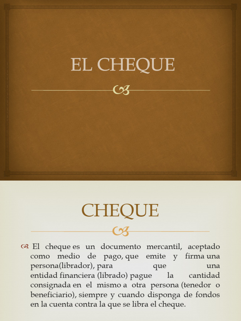 Definición y elementos del cheque | PDF