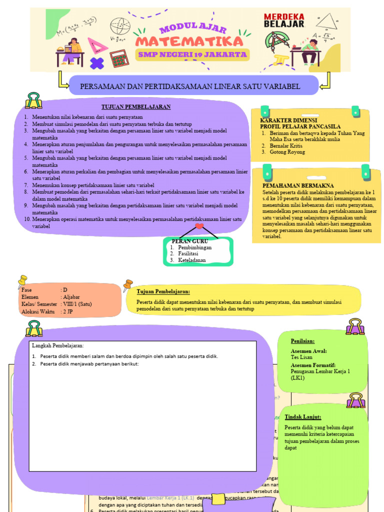 Modul Persamaan Dan Pertidaksamaan Linear | PDF