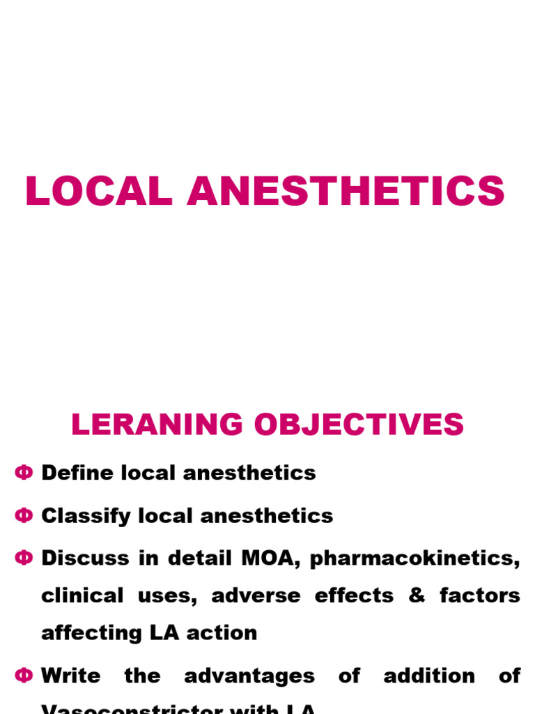 Local Anesthetics 2019 | PDF | Anesthesia | Clinical Medicine