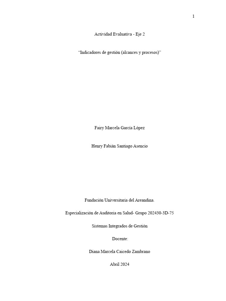 Actividad Evaluativa Eje 2 Sistema Integrado de Gestion | PDF | Unidad ... Actividad Evaluativa Eje 2 Sistema Integrado de Gestion | PDF | Unidad ...
