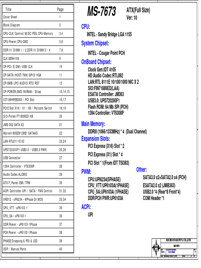 MSI MS-7673 r10 | Download Free PDF | Computing | Electronics