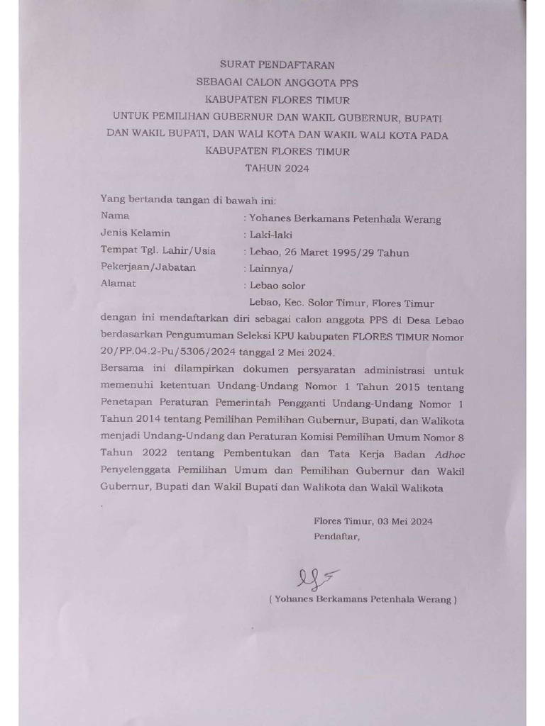 Surat Pendaftaran | PDF