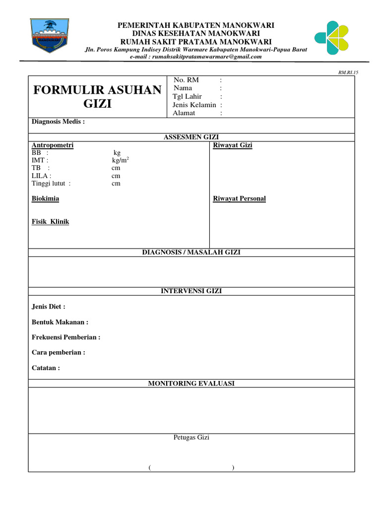 Formulir Asuhan Gizi | PDF