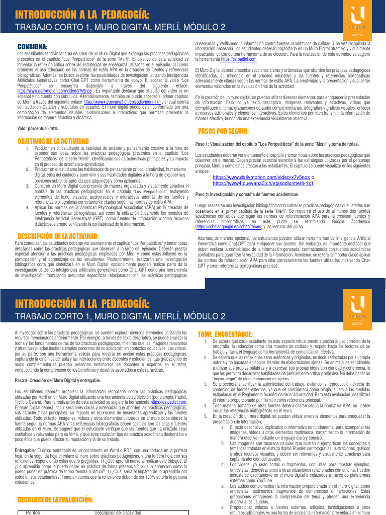 Trabajo Corto 1 Modulo 2 Ensayo Merli-1 | PDF | Estilo apa | Enseñando