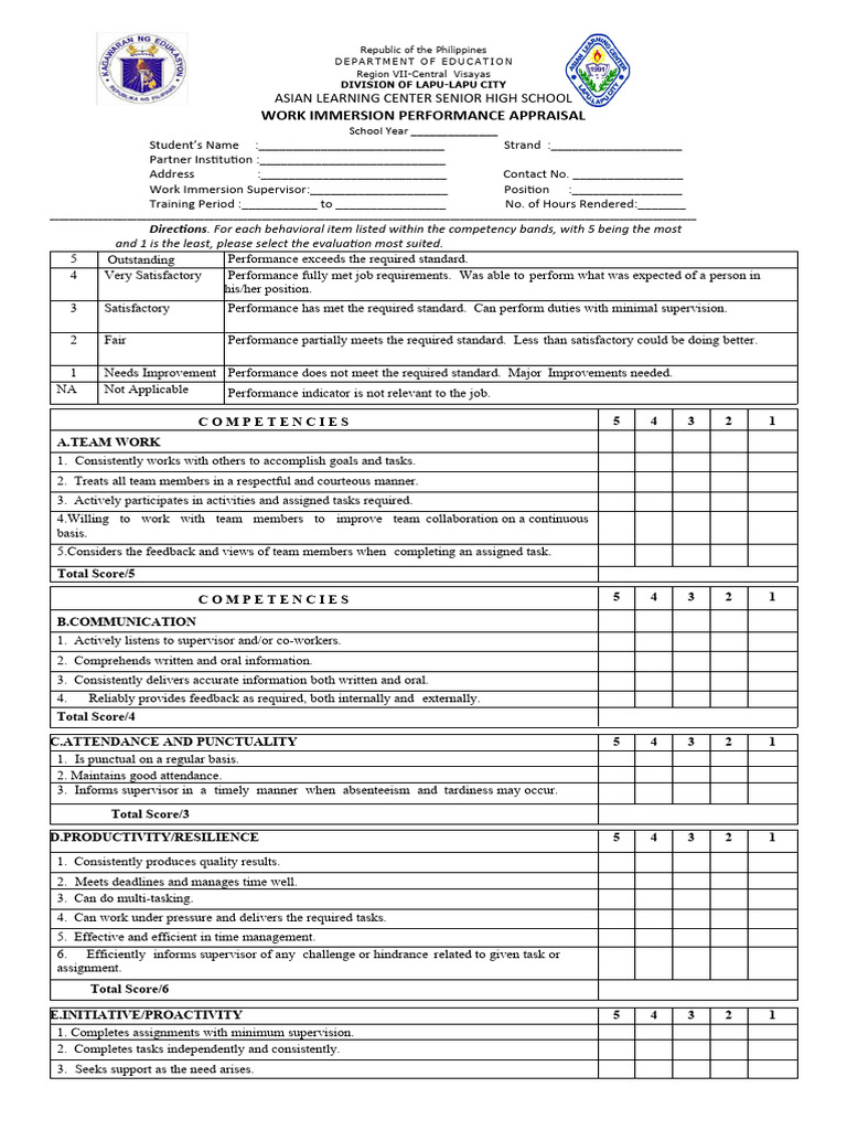 Work Appraisal Form 1 | PDF | Social Psychology | Psychology