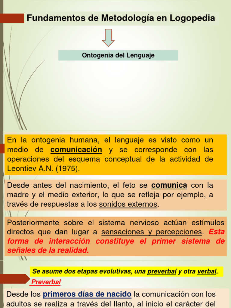 U-1 Clase # 3 Ontogenia Del Lenguaje | PDF | Comunicación | Teoría de apego
