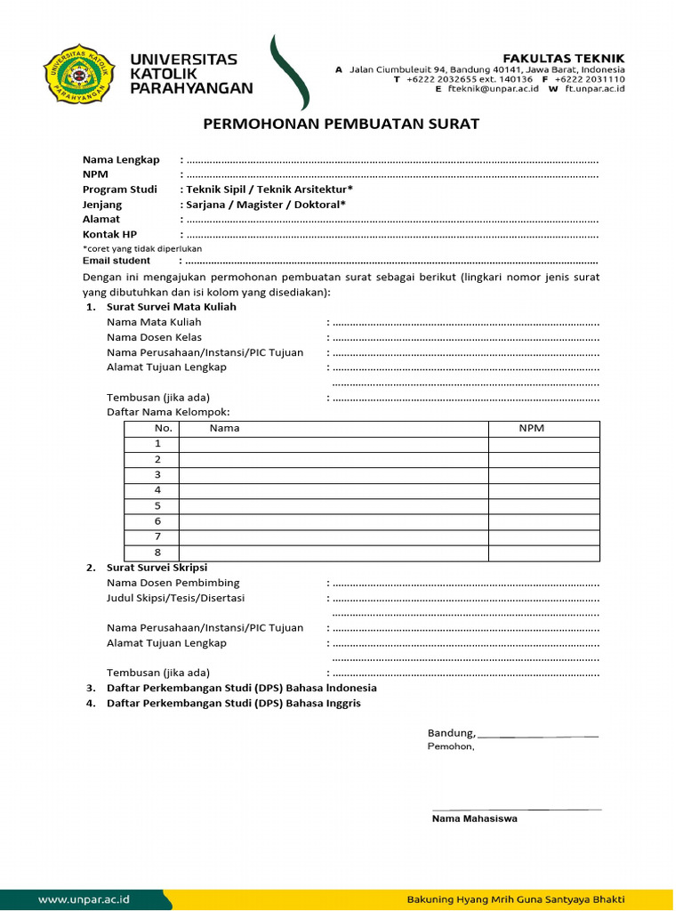 Form Surat Survey dan DPS (1) | PDF