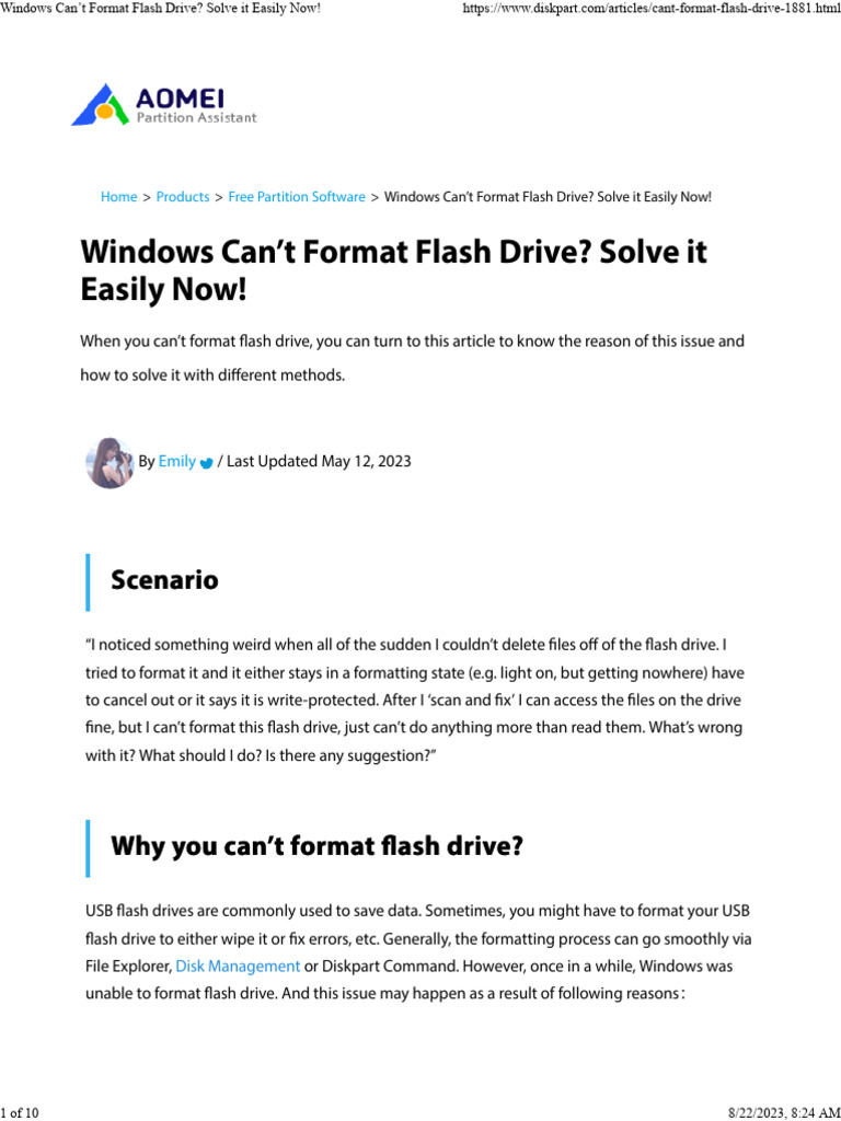 Windows Can T Format Flash Drive Solve It Easily Now Pdf Usb Flash