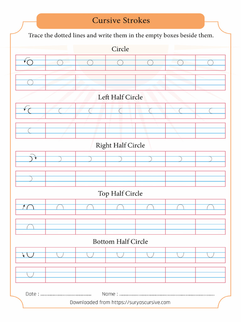 Cursive Strokes Worksheet | PDF