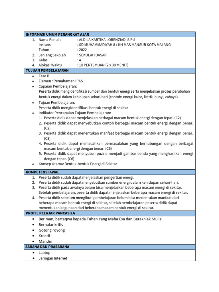 Modul Ajar PBL | PDF
