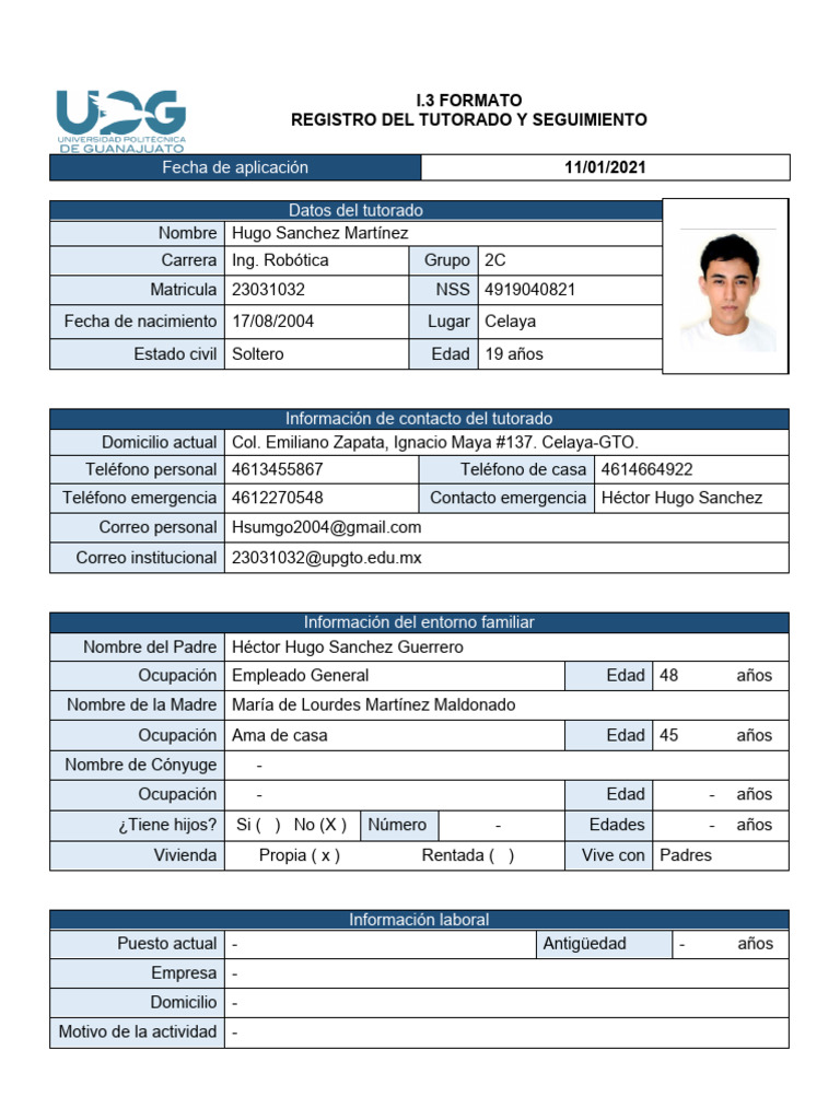 SMH_1.3FORMATO DE REGISTRO DEL TUTORADO Y_O DE SEGUIMIENTO | PDF