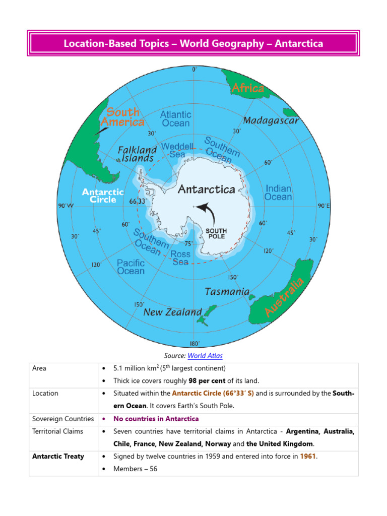 PMFIAS World Geography Antarctica Static | PDF | Antarctica | Hydrology