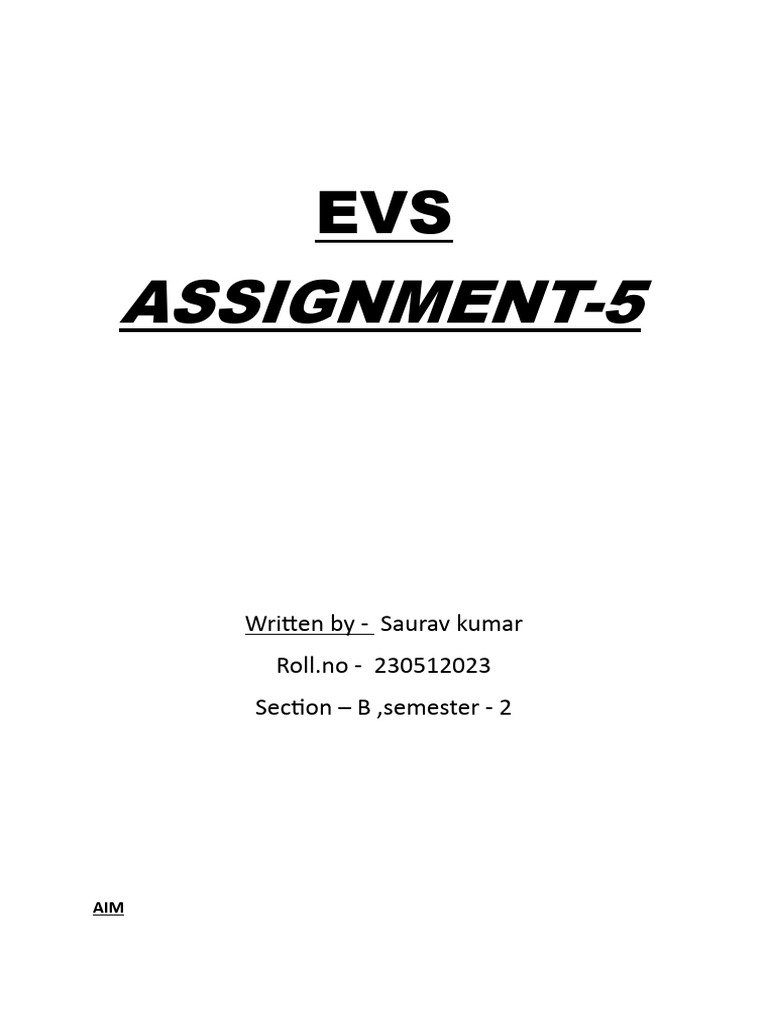 EVS ASSIGNMENT - 5 Saurav | PDF | Air Pollution | Pollution