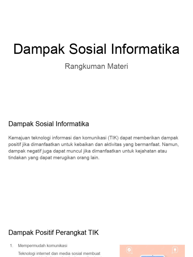 Rangkuman Materi Dampak Sosial Informatika | PDF