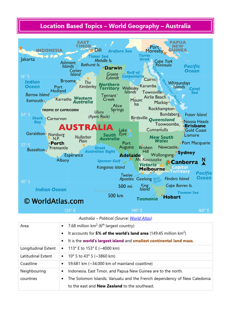 Australia Geography Overview | PDF | Micronesia | Island