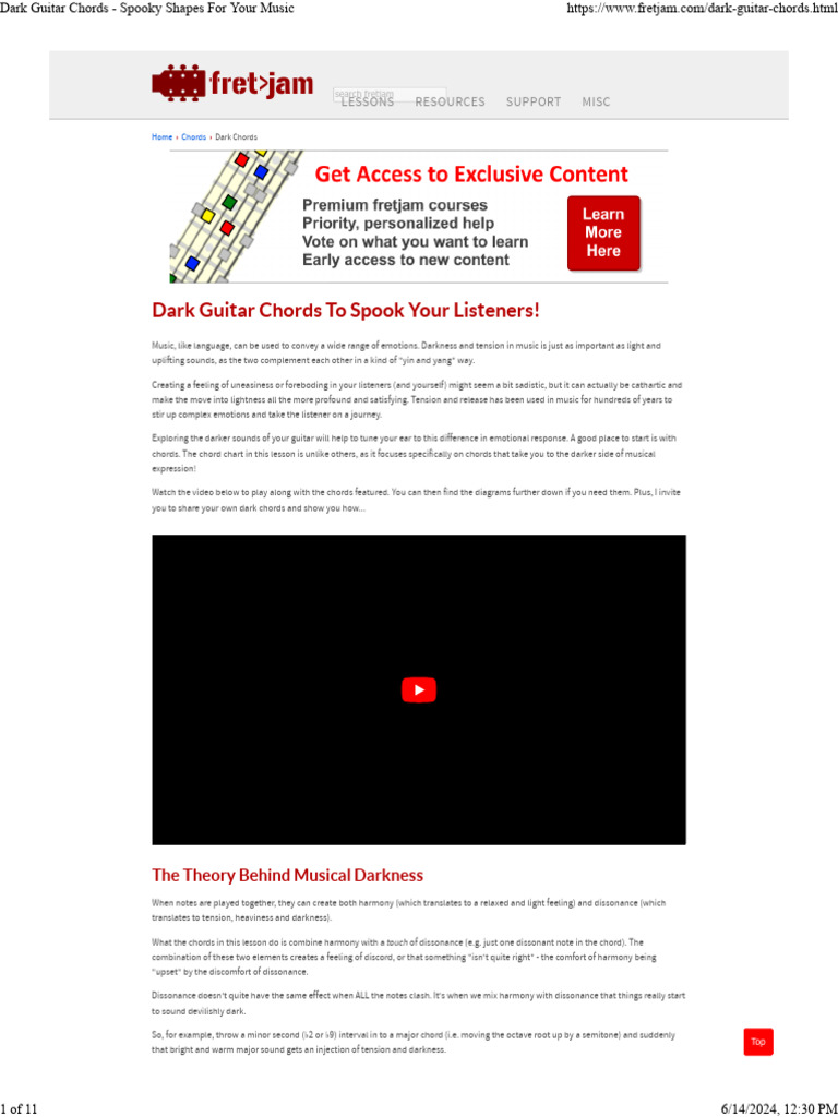 Dark Guitar Chords Spooky Shapes For Your Music Pdf Chord Music