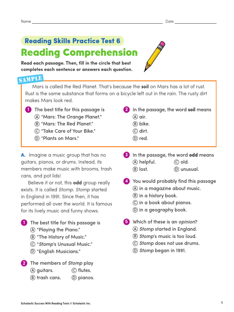 Reading Comprehension: Reading Skills Practice Test 6 | PDF | Tornadoes