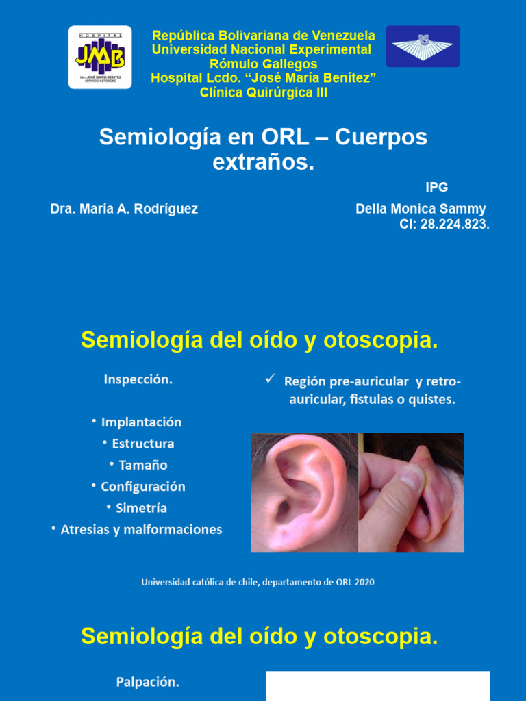 Semiologia y cuerpo extraño en ORL | PDF | Oído | Legumbres