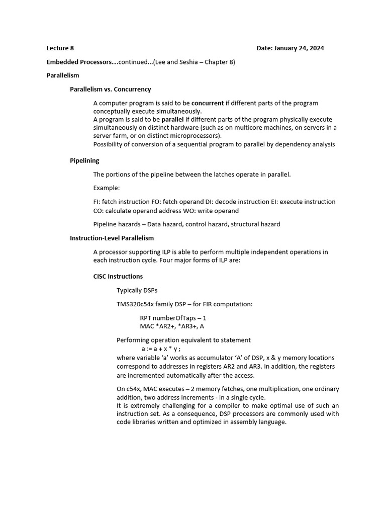 L8_Processor_Types_Parallelism_Other_Features_Jan24_2024 | Download Free PDF | Central ...