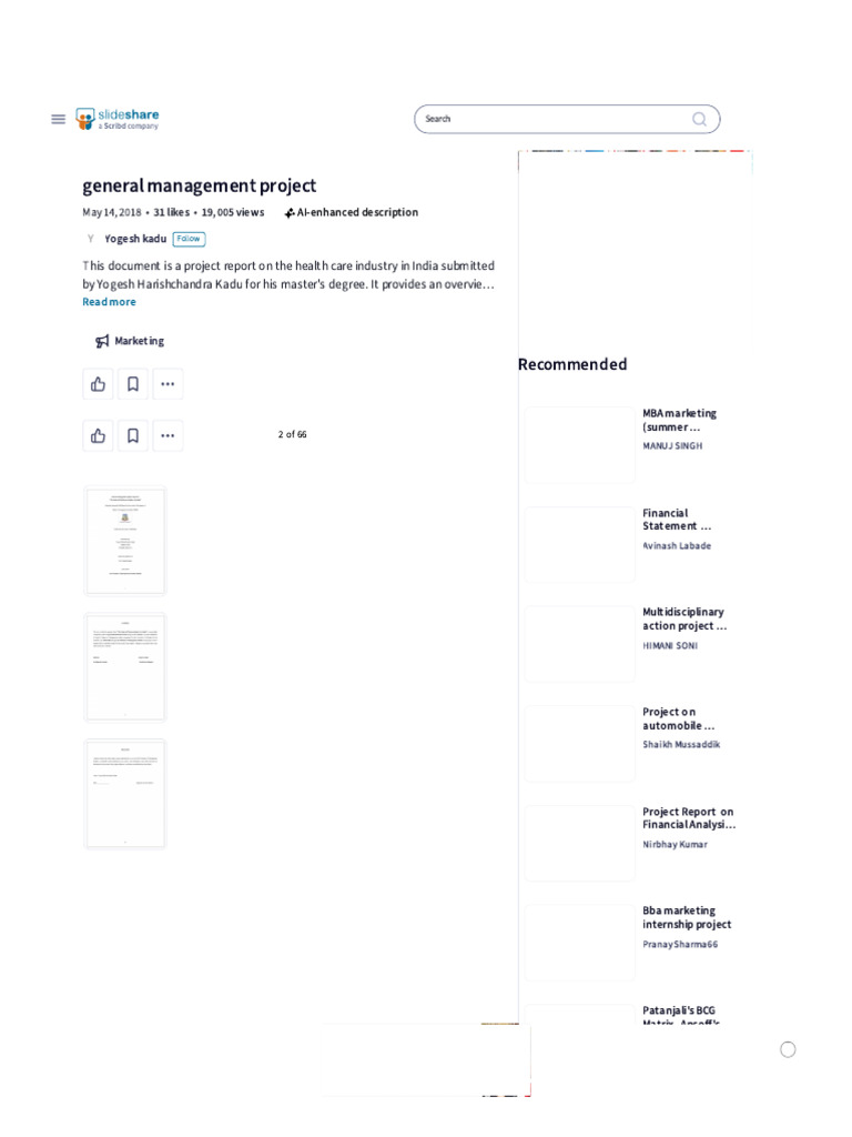 General Management Project - PDF | PDF | Healthcare Industry | Medicine