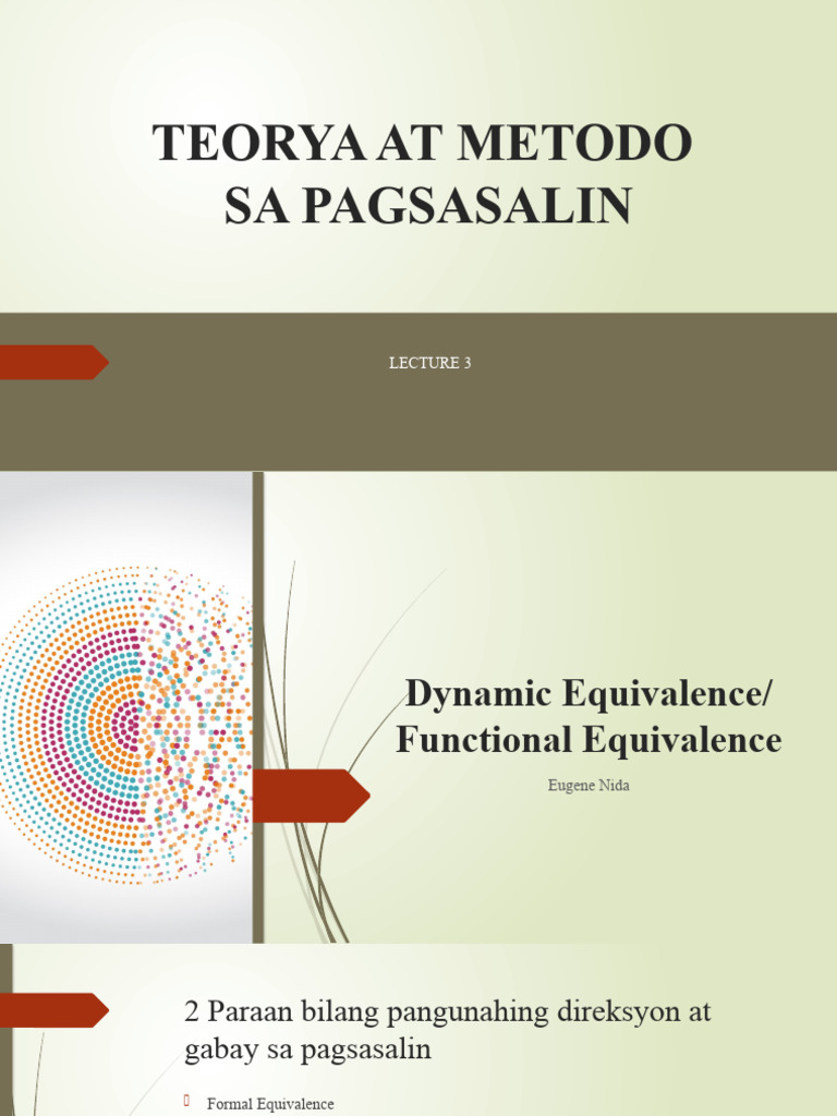 Teorya at Metodo NG Pagsasalin | PDF