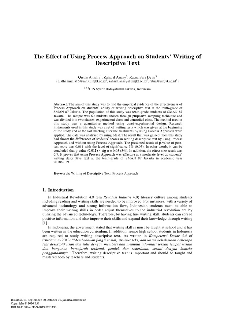 The Effect of Using Process Approach On Students' Writing of ...