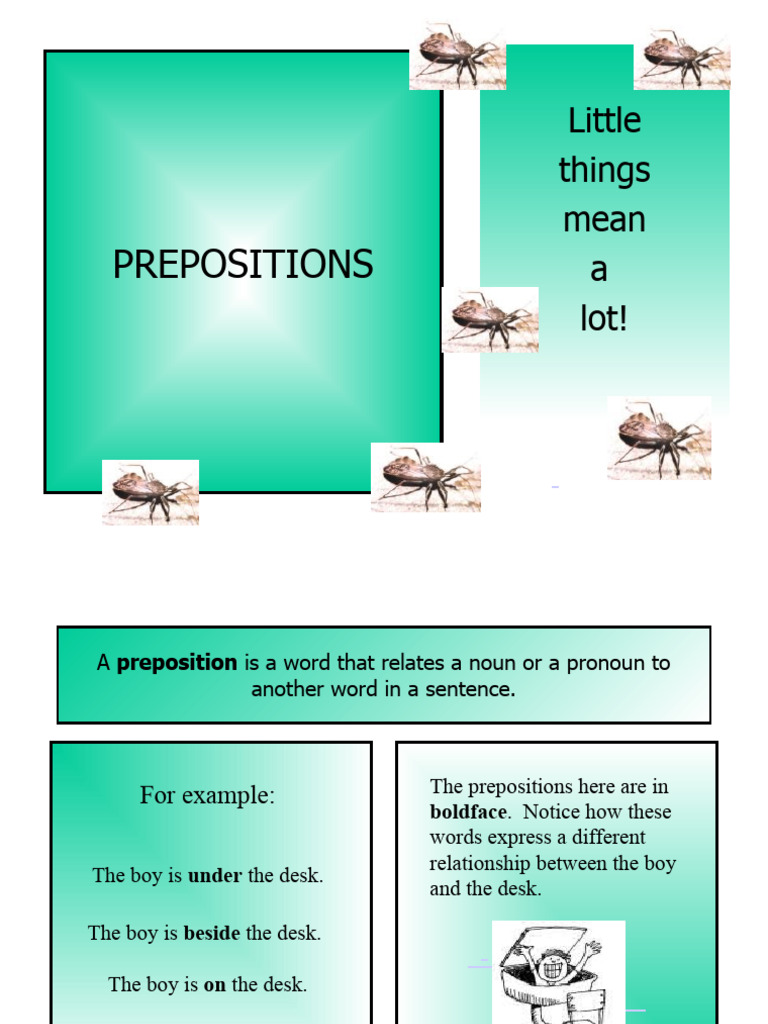 Prepositions power point | Download Free PDF | Adverb | Preposition And ...