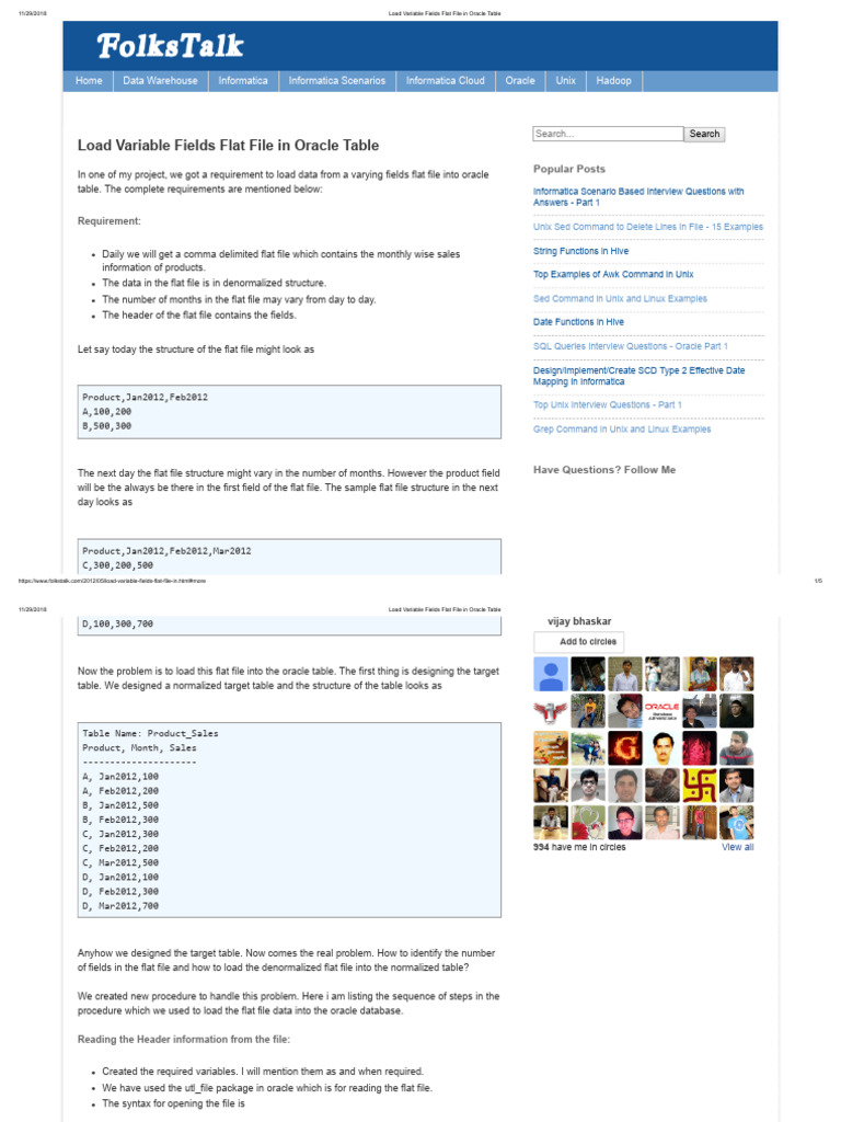 Load Variable Fields Flat File in Oracle Table | PDF | Table (Database) | Computer Data