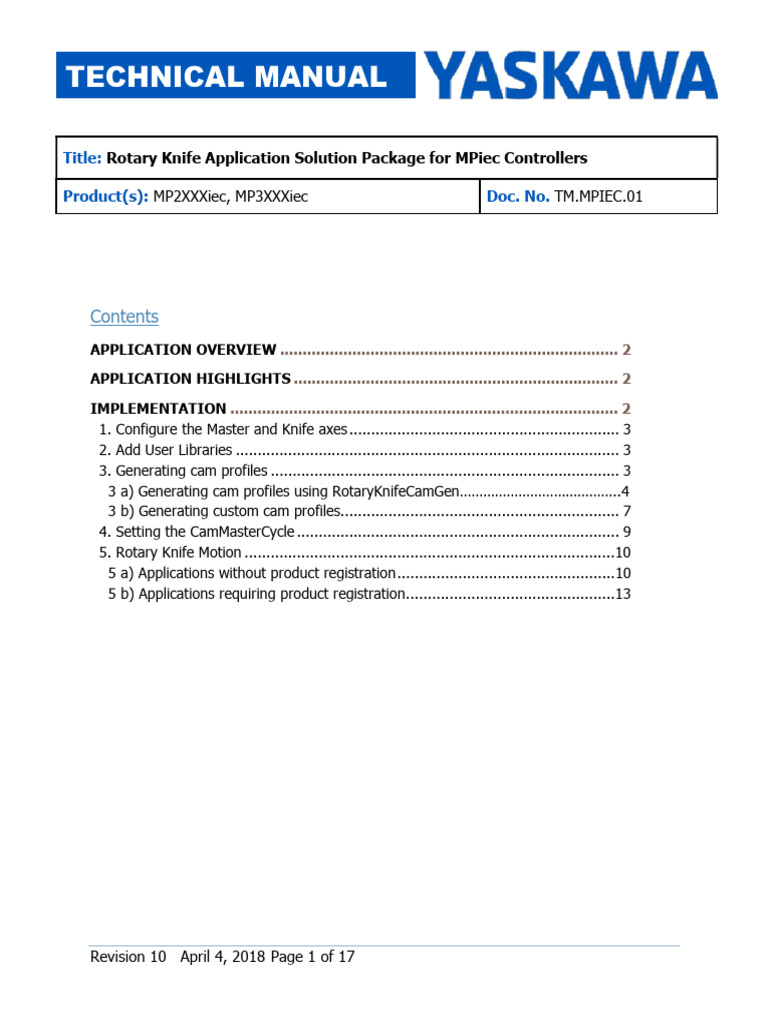 TM - MPIEC.01 Rotary Knife ASP For MPiec Controllers | PDF | Knife ...