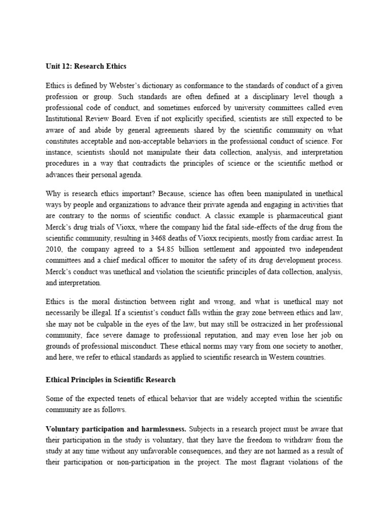 Unit 12 - Ethics in Research | PDF | Institutional Review Board ...
