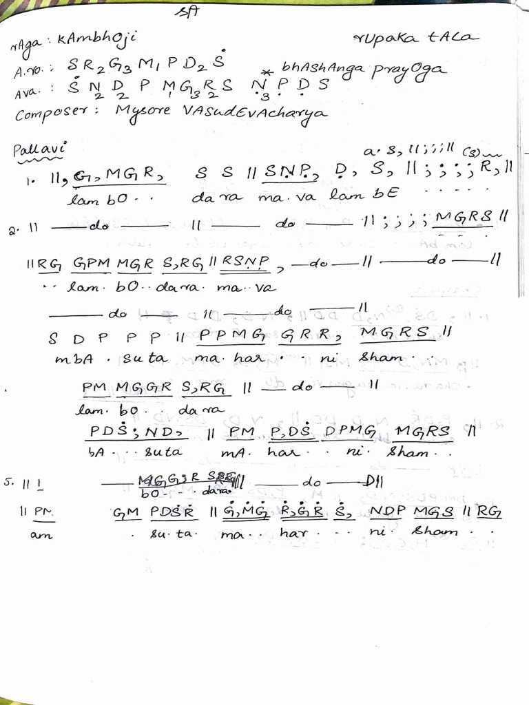 Lambodaramavalambe kAmbhOji vAsudevAchArya Rupaka | PDF