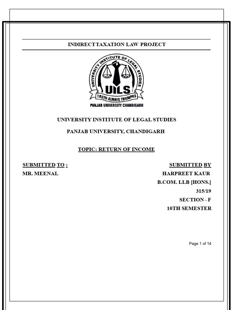 Indirect Tax Project 10th Semester | PDF | Taxes | Income Tax