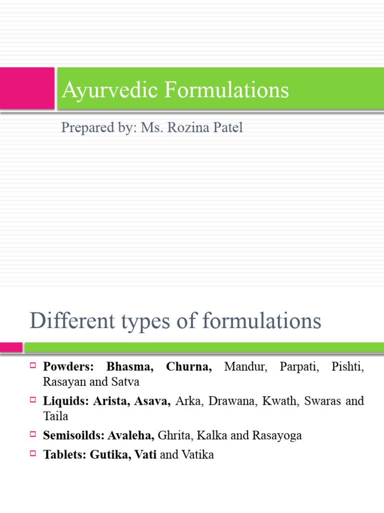 Ayurvedic Formulations Unit 1 | Download Free PDF | Tablet (Pharmacy ...