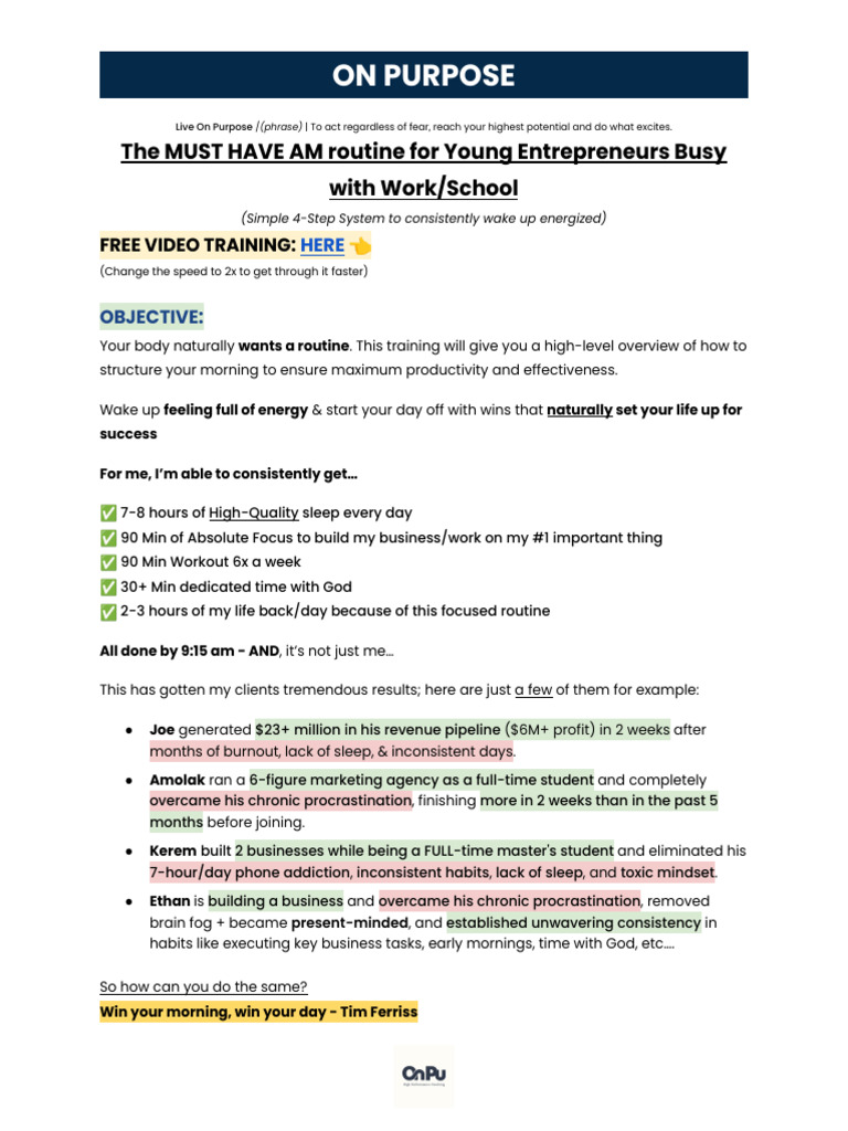 The MUST HAVE AM Routine For Young Entrepreneurs Busy With Work-School ...