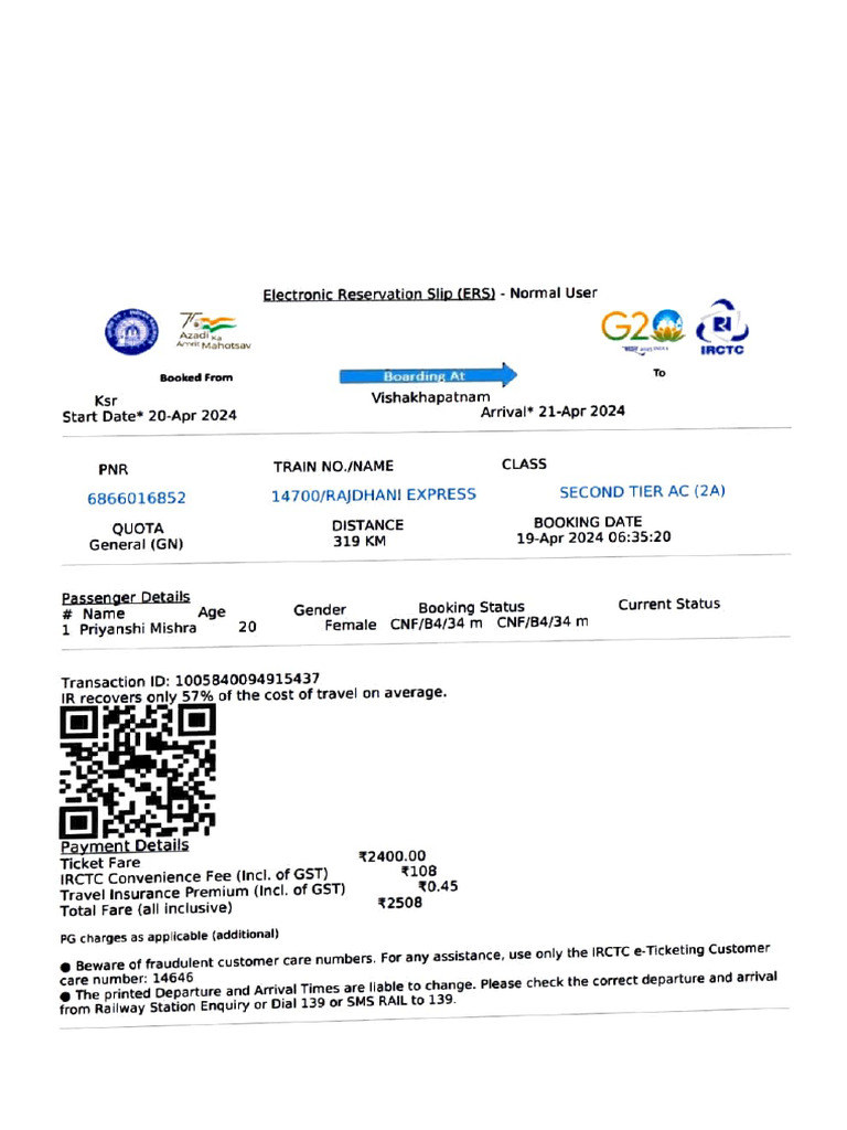 Priyanshi Ticket | PDF