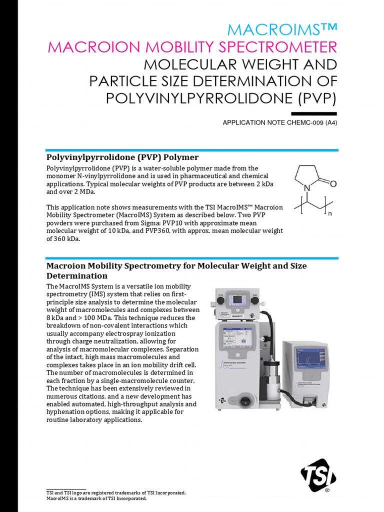 PVP Molecular Weight Analysis with MacroIMS | PDF | Molecular Mass ...