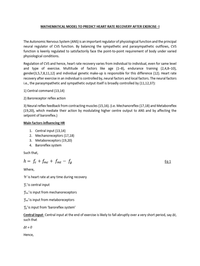 Heart Rate Recovery Prediction Model | PDF | Angiology | Circulatory System