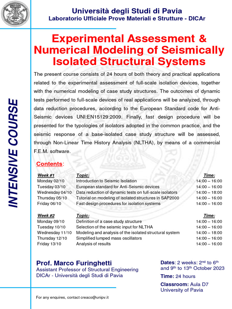 Seismic Isolation Course at Pavia | PDF | Earthquake Engineering ...