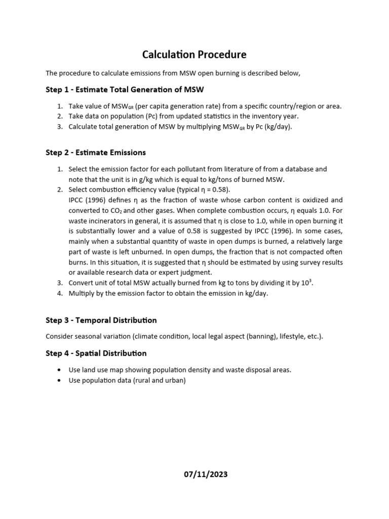 Calculation Procedure | PDF | Air Pollution | Combustion Calculation Procedure | PDF | Air Pollution | Combustion