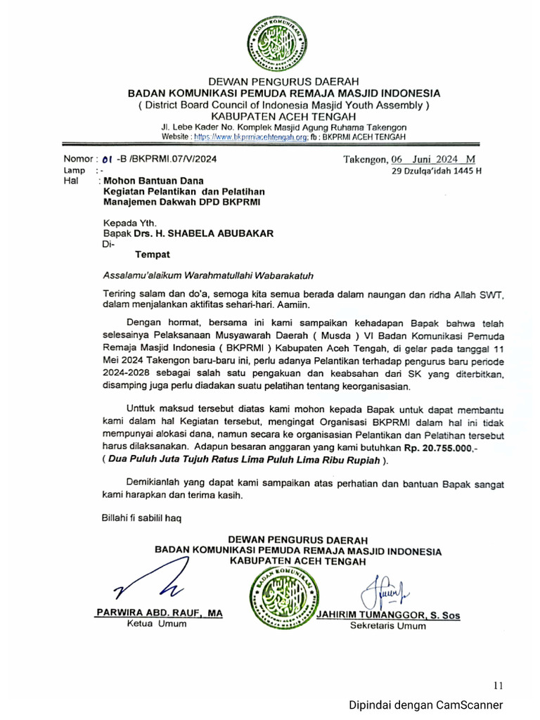 Permohonan Bantuan Dana (Drs. H. Bapak Shabela Abubakar) | PDF Permohonan Bantuan Dana (Drs. H. Bapak Shabela Abubakar) | PDF