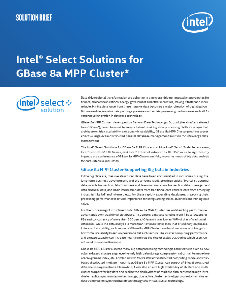 Select Solutions For Gbase 8a Mpp Cluster Brief Pdf Scalability Computer Cluster