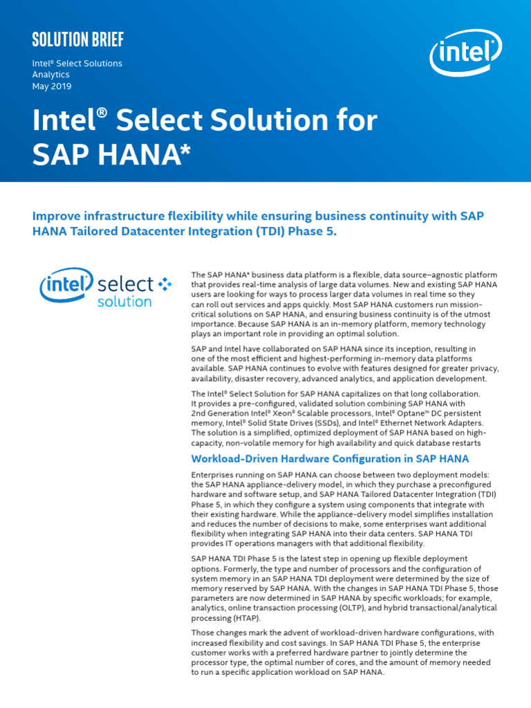 sap-hana-brief | PDF | Computer Data Storage | Solid State Drive